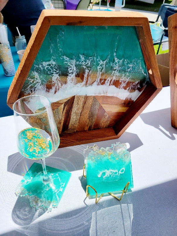 Glam Wine Glass-Teal – Debbie's Artistry