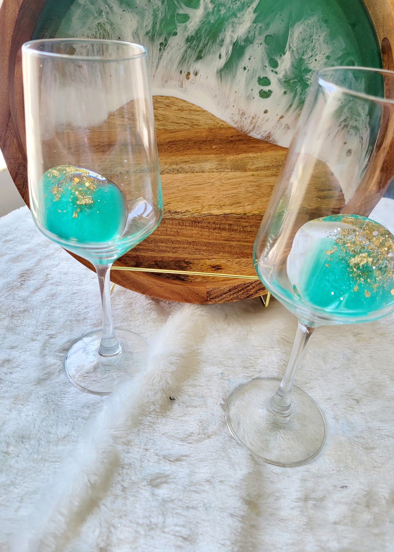 Glam Wine Glass-Teal – Debbie's Artistry